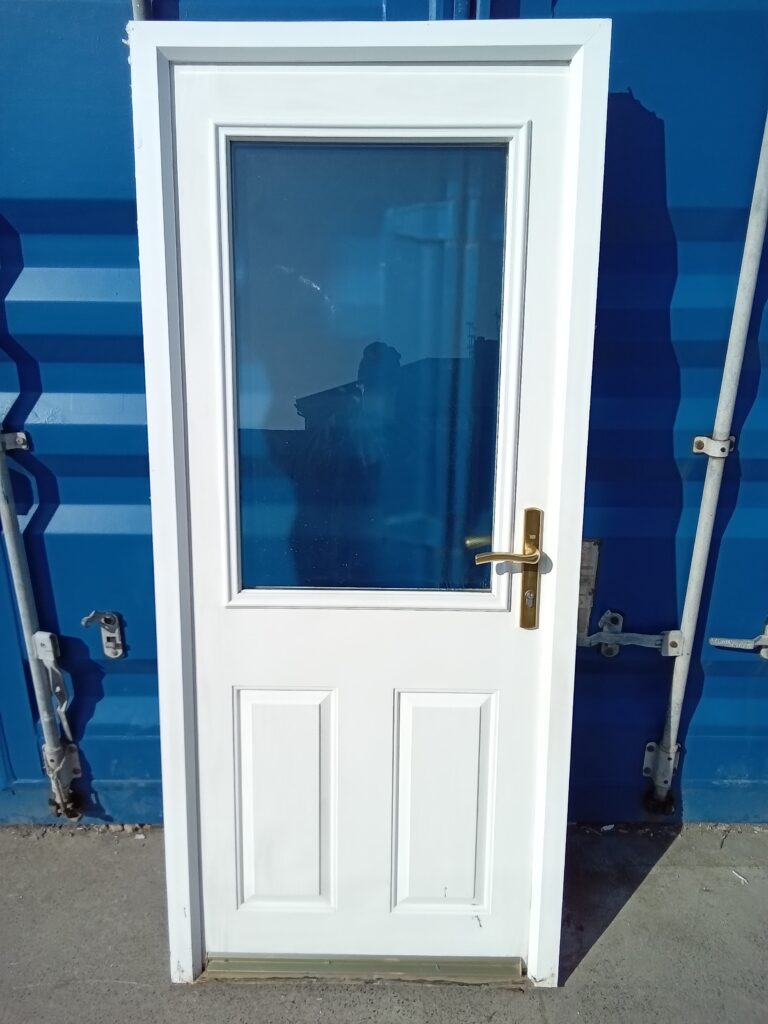Used White Composite Back Door 875mm x 2000mm C7D16 | Used UPVC Windows & Doors