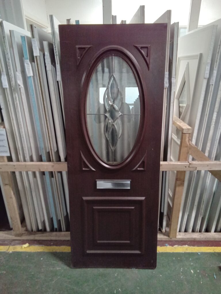 Used Rosewood Upvc Front Door Panel 675mm x 1770mm P720 | Used UPVC Windows & Doors