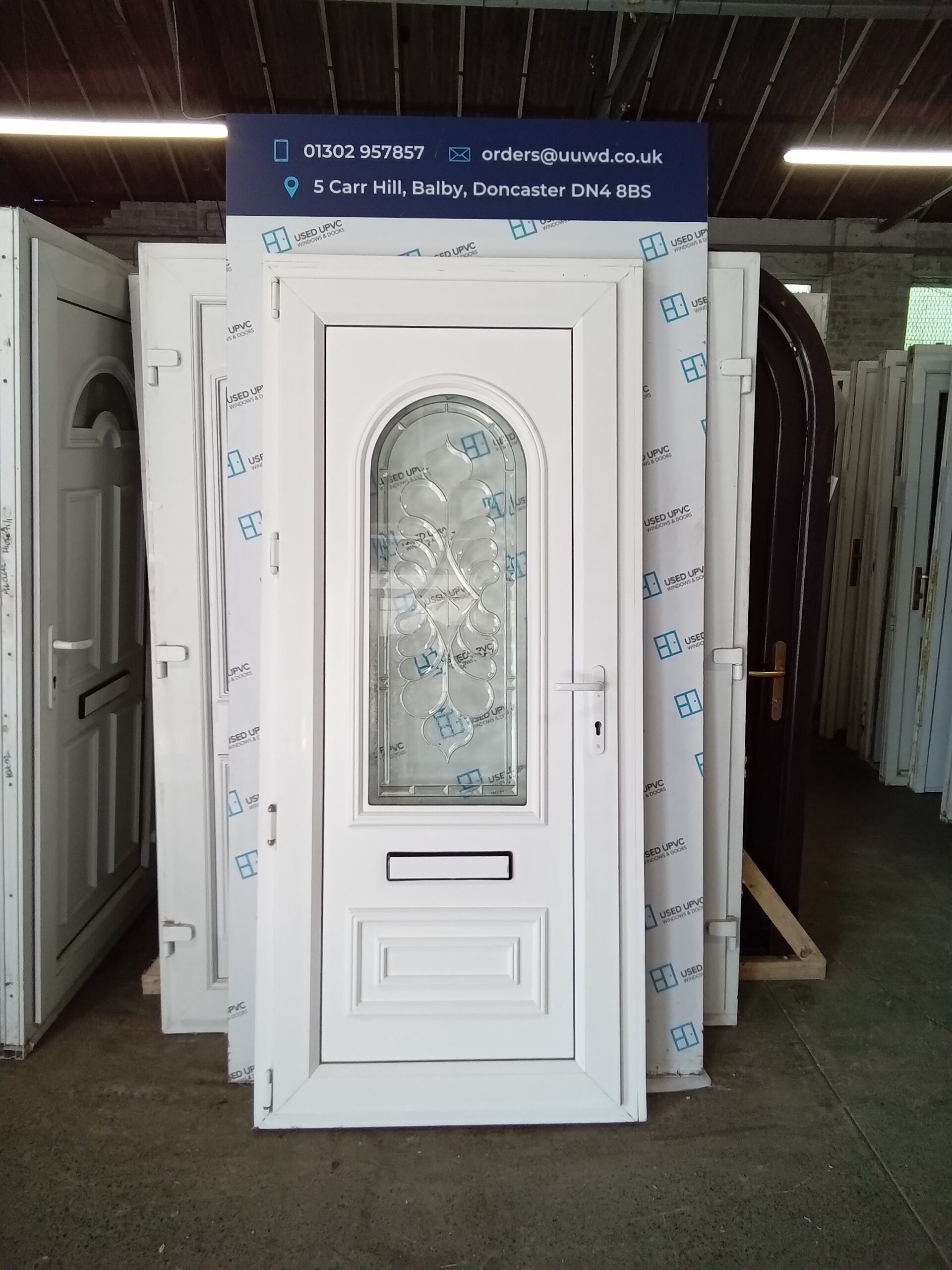 Used white Upvc Front Door 930mm x 2090mm 0537 | Used UPVC Windows & Doors