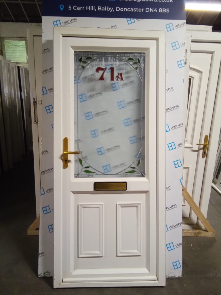 Used white Upvc front door 900mm x 2050mm 0514 | Used UPVC Windows & Doors