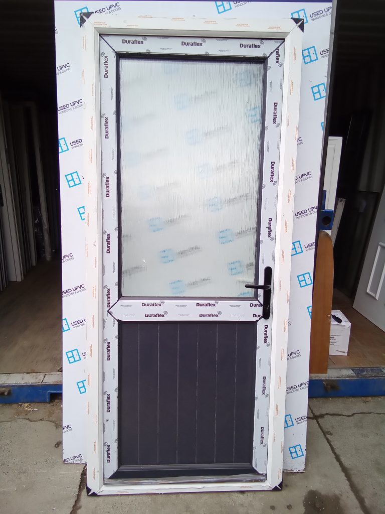 New grey upvc back door 905mm x 2070mm C2043 | Used UPVC Windows & Doors