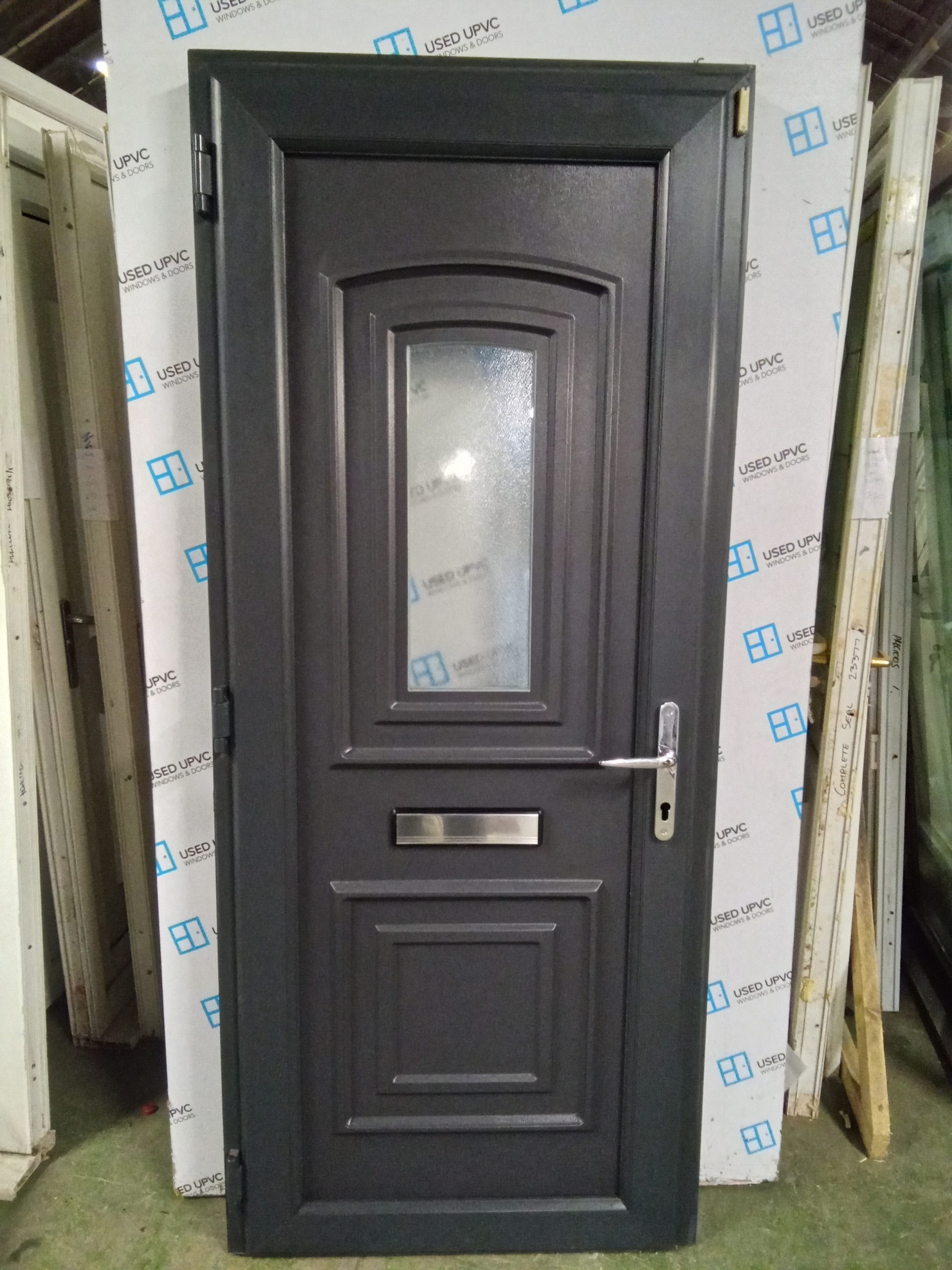 Used Anthracite Grey Upvc Front Door 875mm x 2055mm 0352 | Used UPVC ...