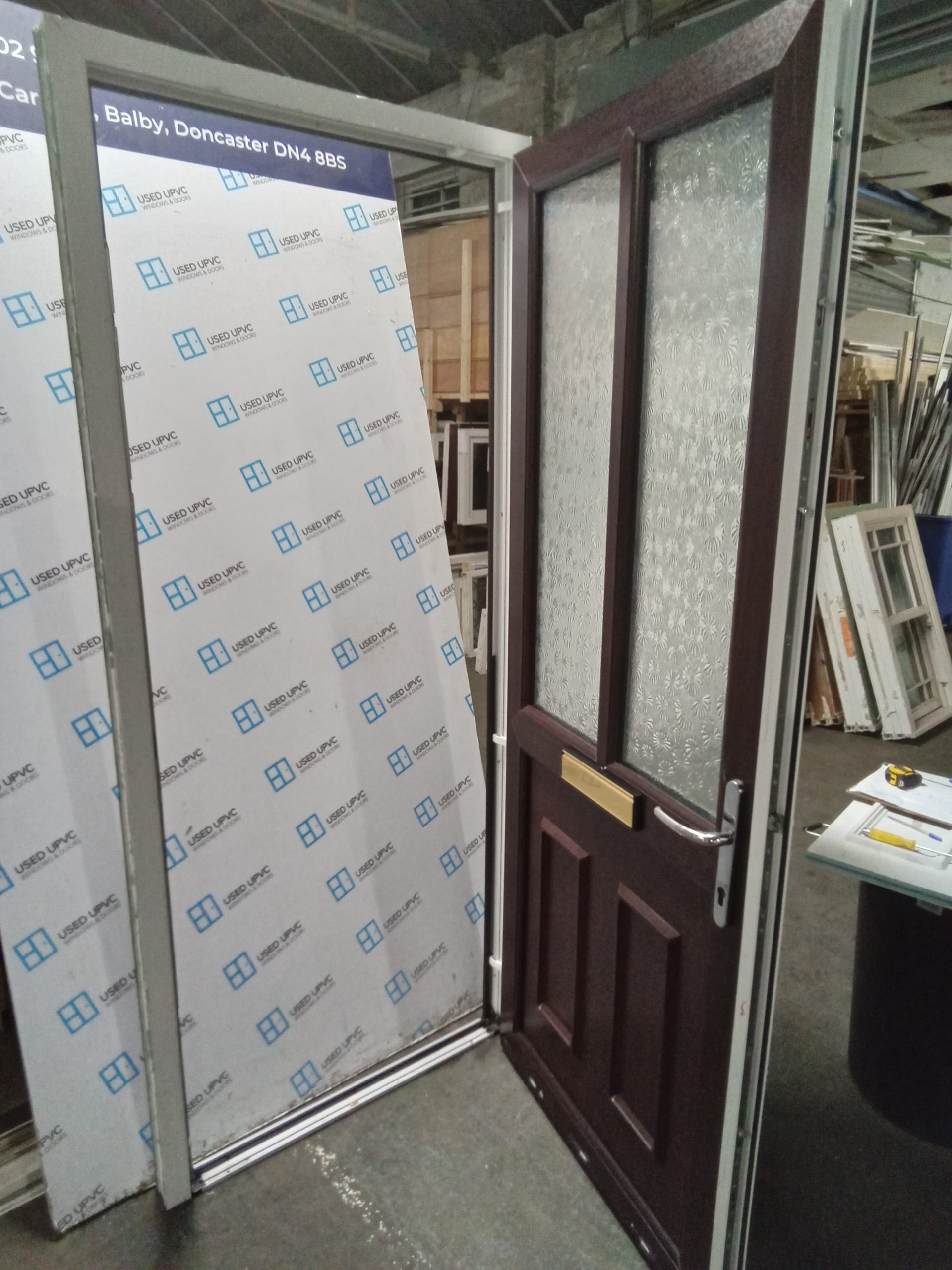 Used rosewood Upvc Front Door 915mmm x 2115mm 0844 | Used UPVC Windows ...