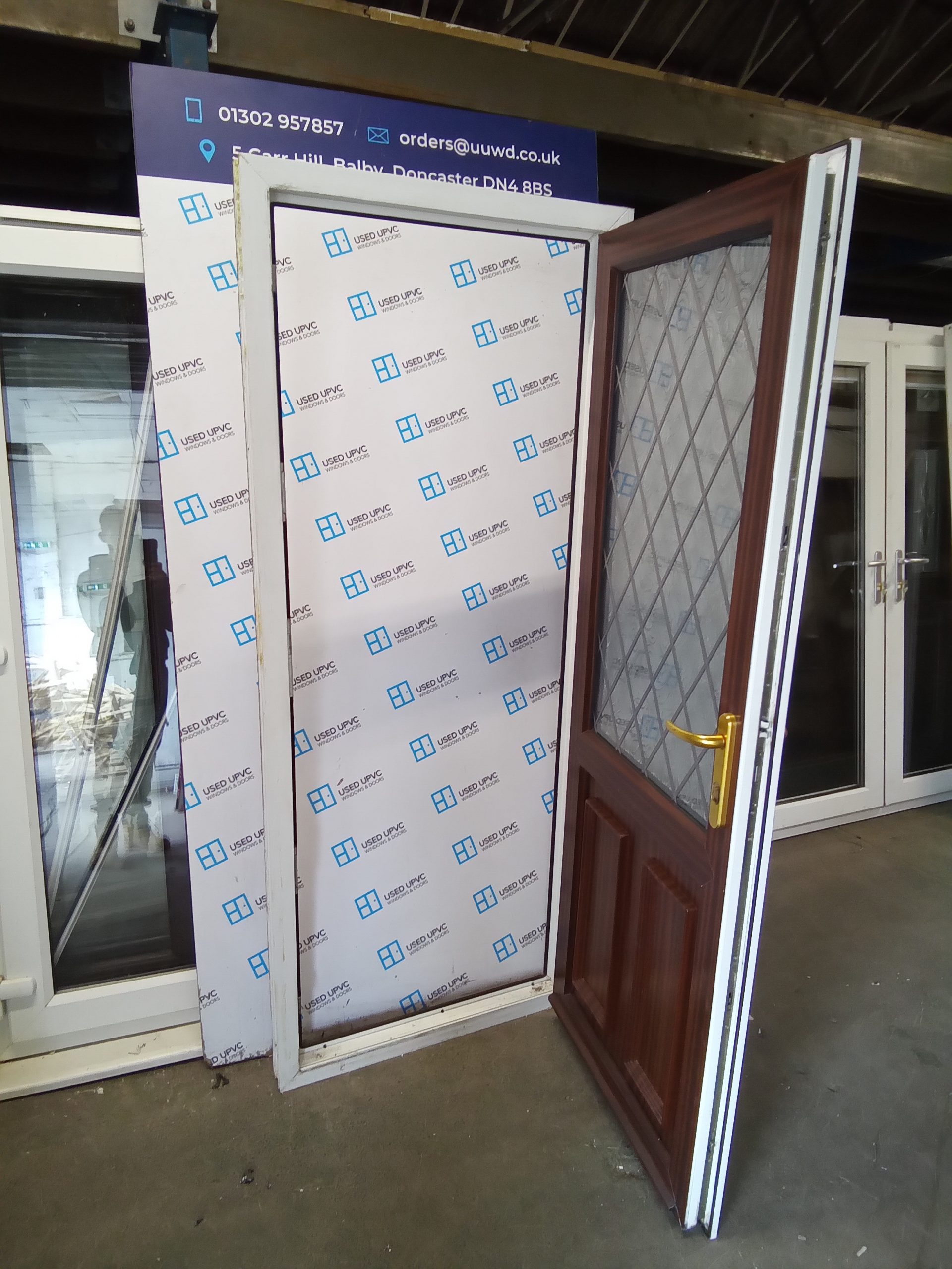 Used Woodgrain Upvc Back Door 865mm x 2080mm (850mm reduced) 0254 ...