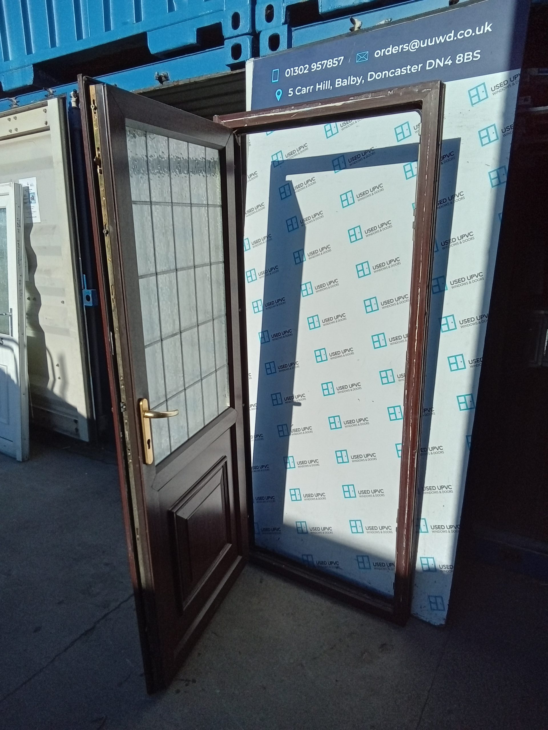 Used woodgrain Upvc Back Door 890mm x 2060mm (870mm reduced) C3D31 ...