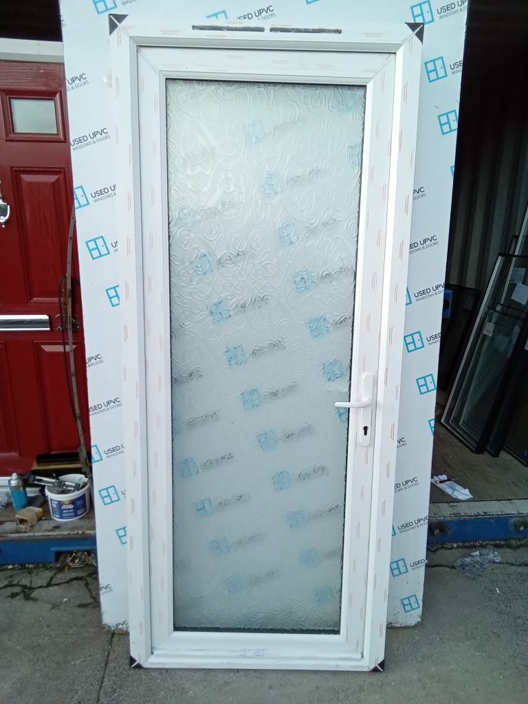 New white Upvc Back Door 885mm x 2065mm C2008 | Used UPVC Windows & Doors