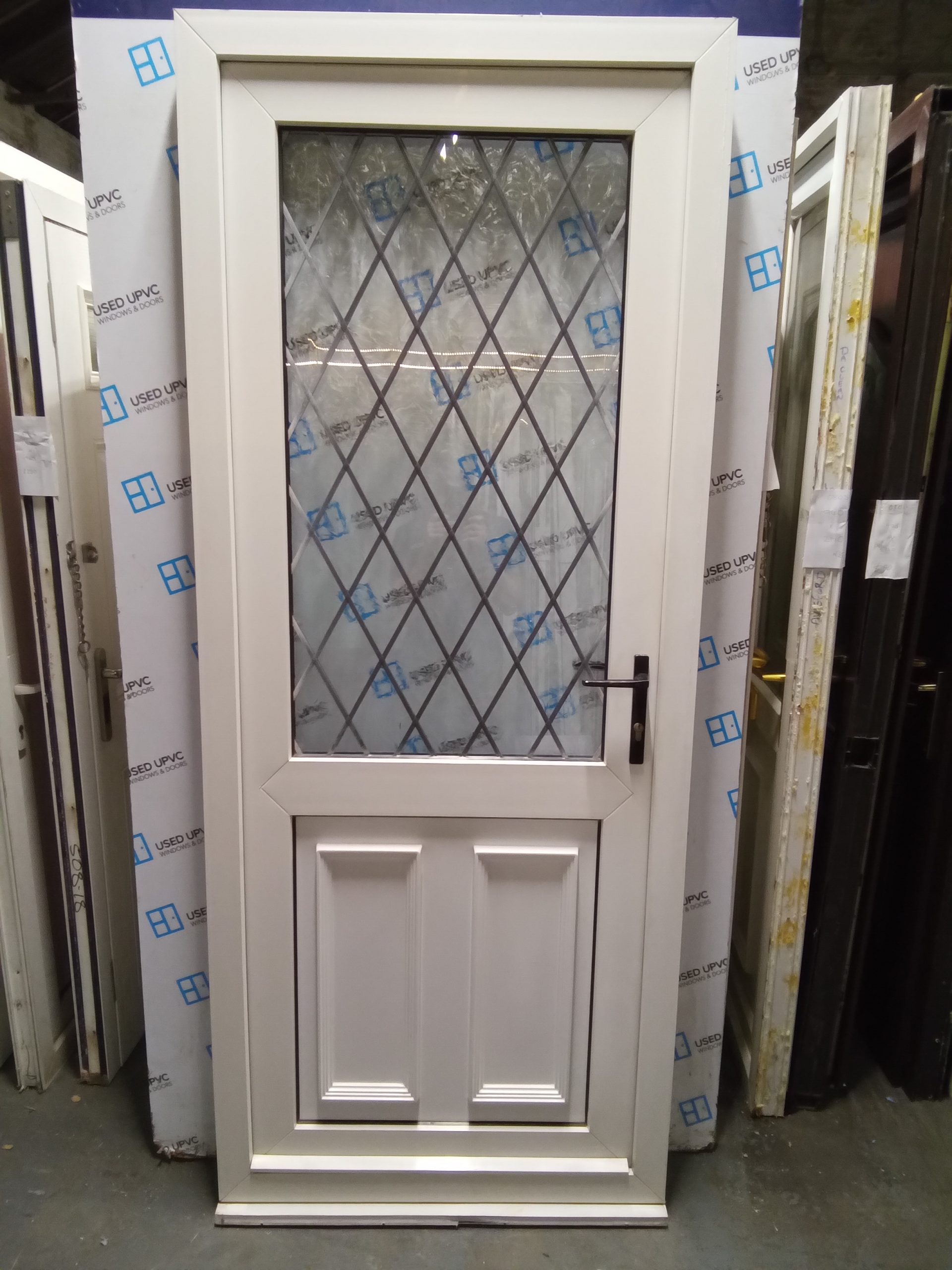 Used white Upvc back door 895mm x 2180mm 0674 | Used UPVC Windows & Doors