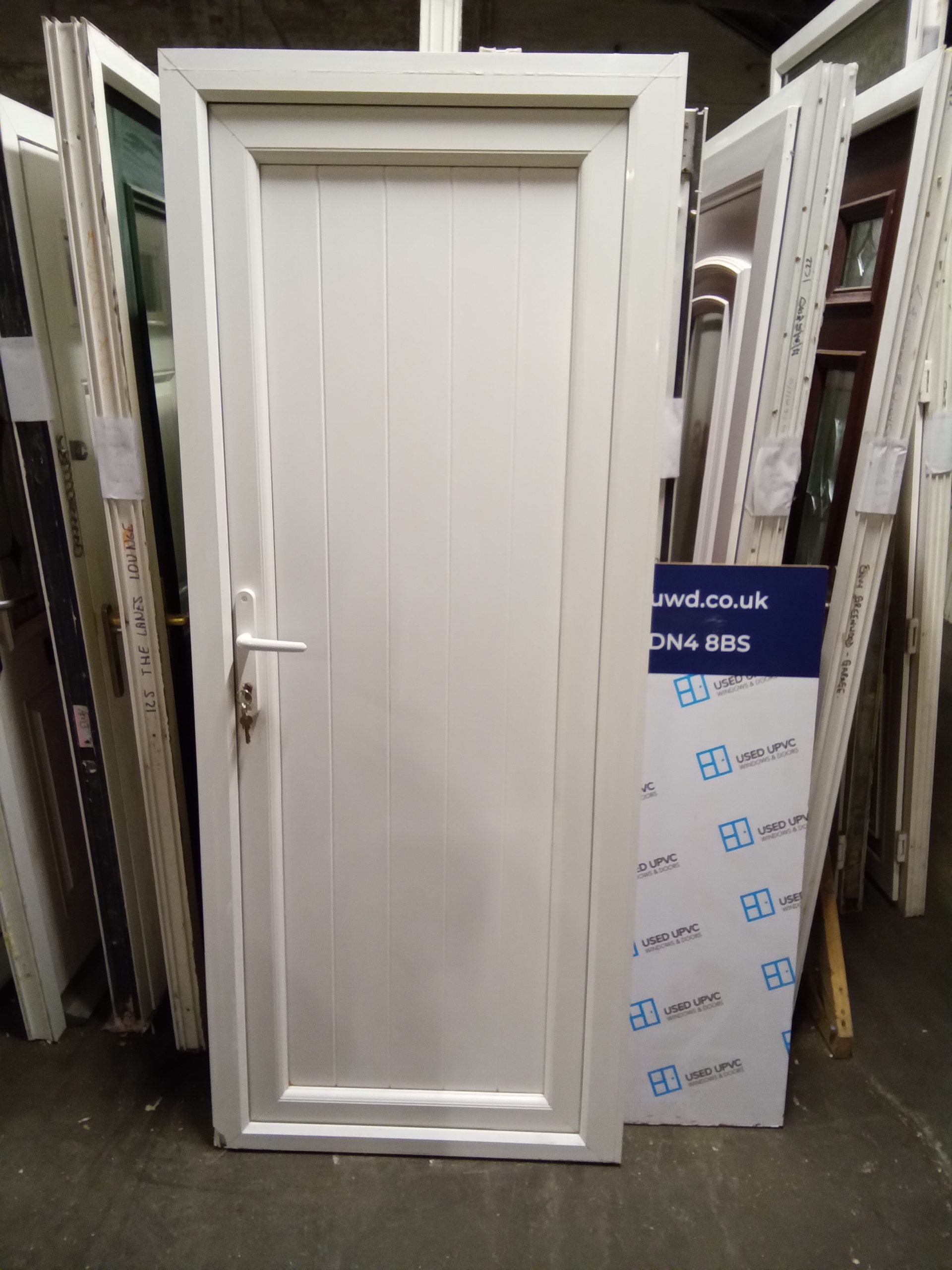 Used White Upvc Back Door 850mm x 2060mm 0296 | Used UPVC Windows & Doors