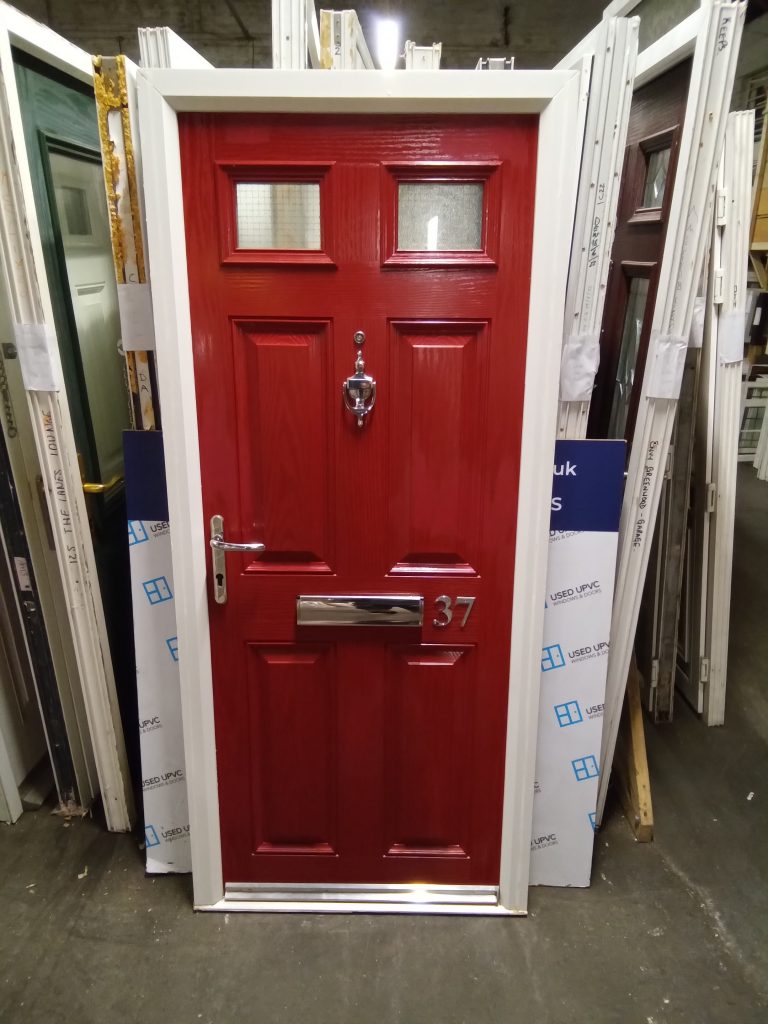 Used Red Composite Front Fire Door 870mm x 1970mm 0218 | Used UPVC ...