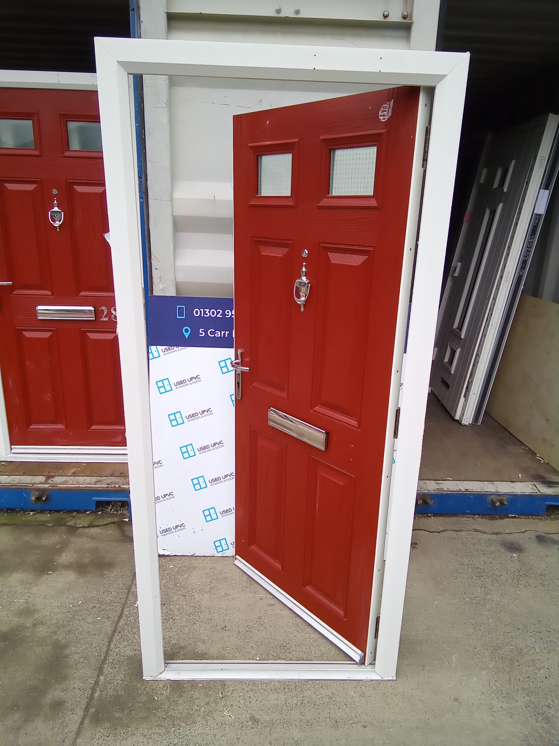 Used red composite front door 900mm x 1960mm C6D05 | Used UPVC Windows ...