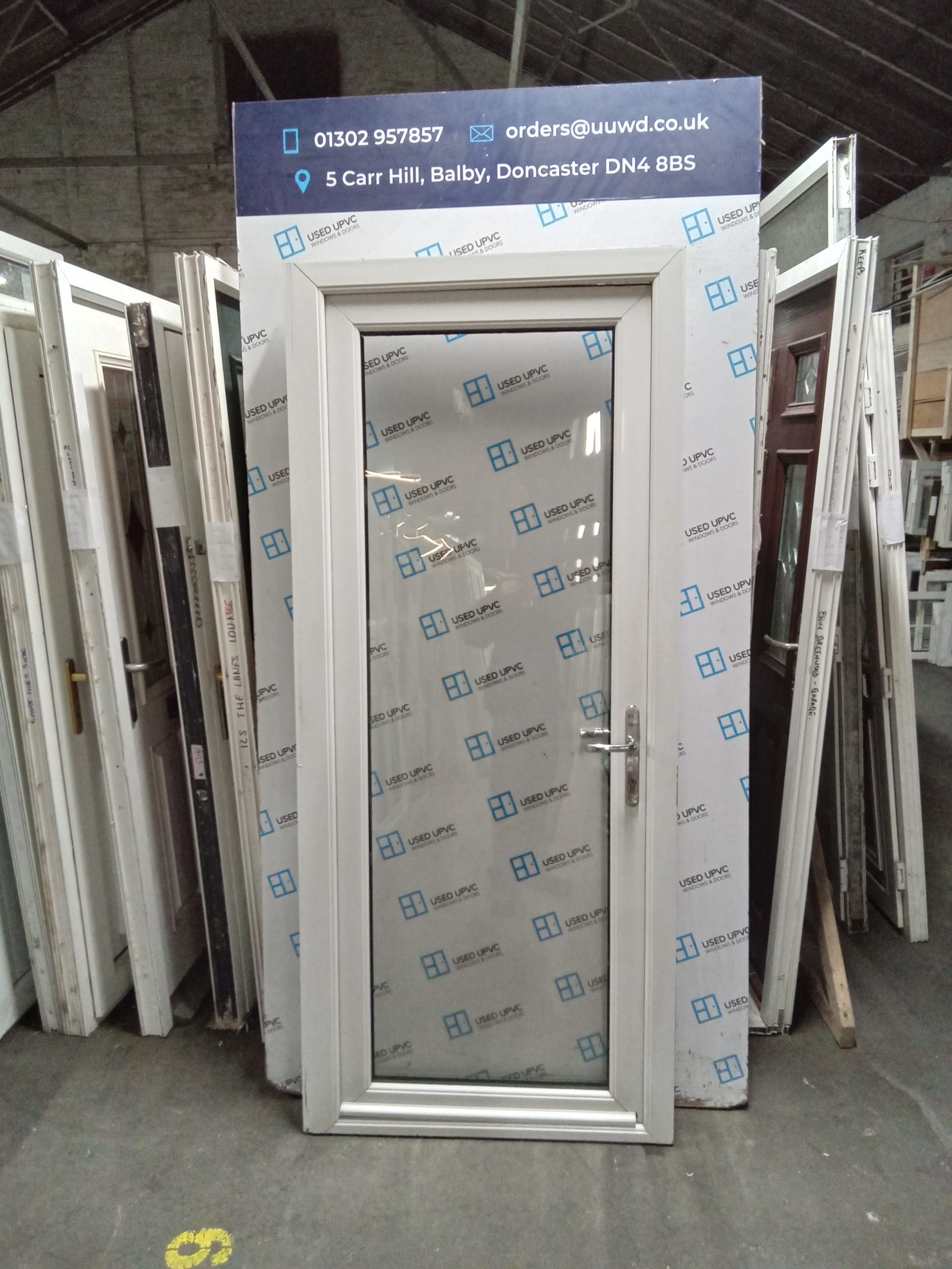 Used White Upvc Back Door 890mm x 2060mm 0046 | Used UPVC Windows & Doors