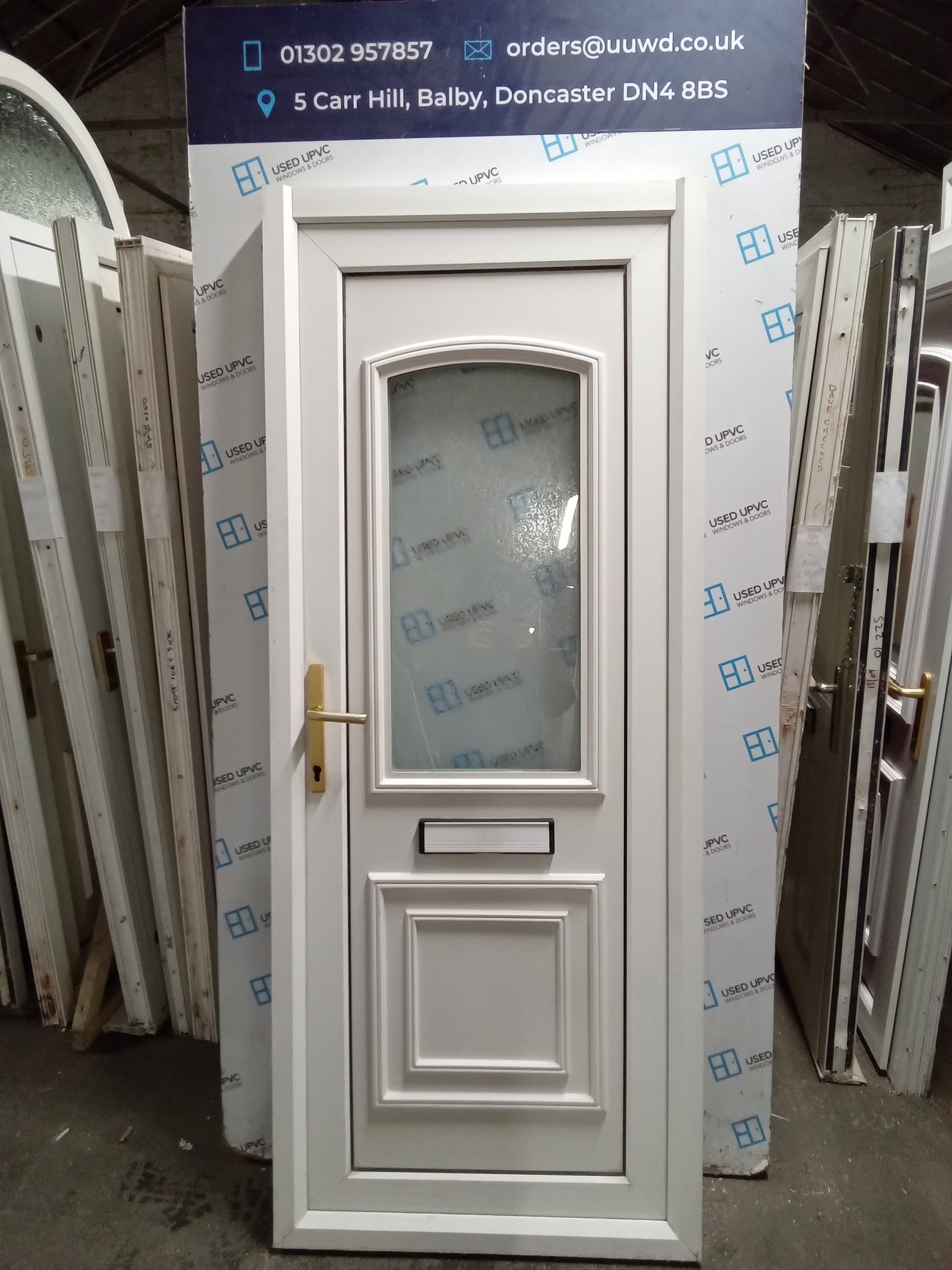 Used White Upvc Front Door 850mm x 2100mm 0868 | Used UPVC Windows & Doors
