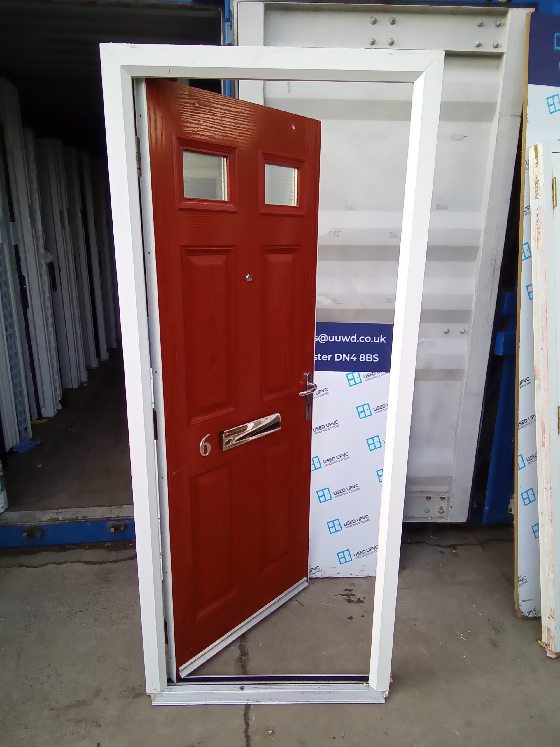 Used red composite front door 880mm x 2070mm C8D45 | Used UPVC Windows ...