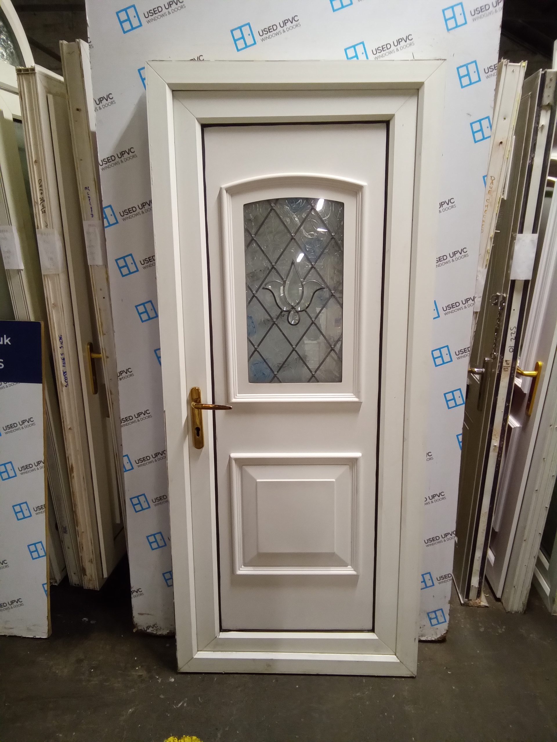 Used White Upvc Back Door 855mm x 2000mm 0487 | Used UPVC Windows & Doors