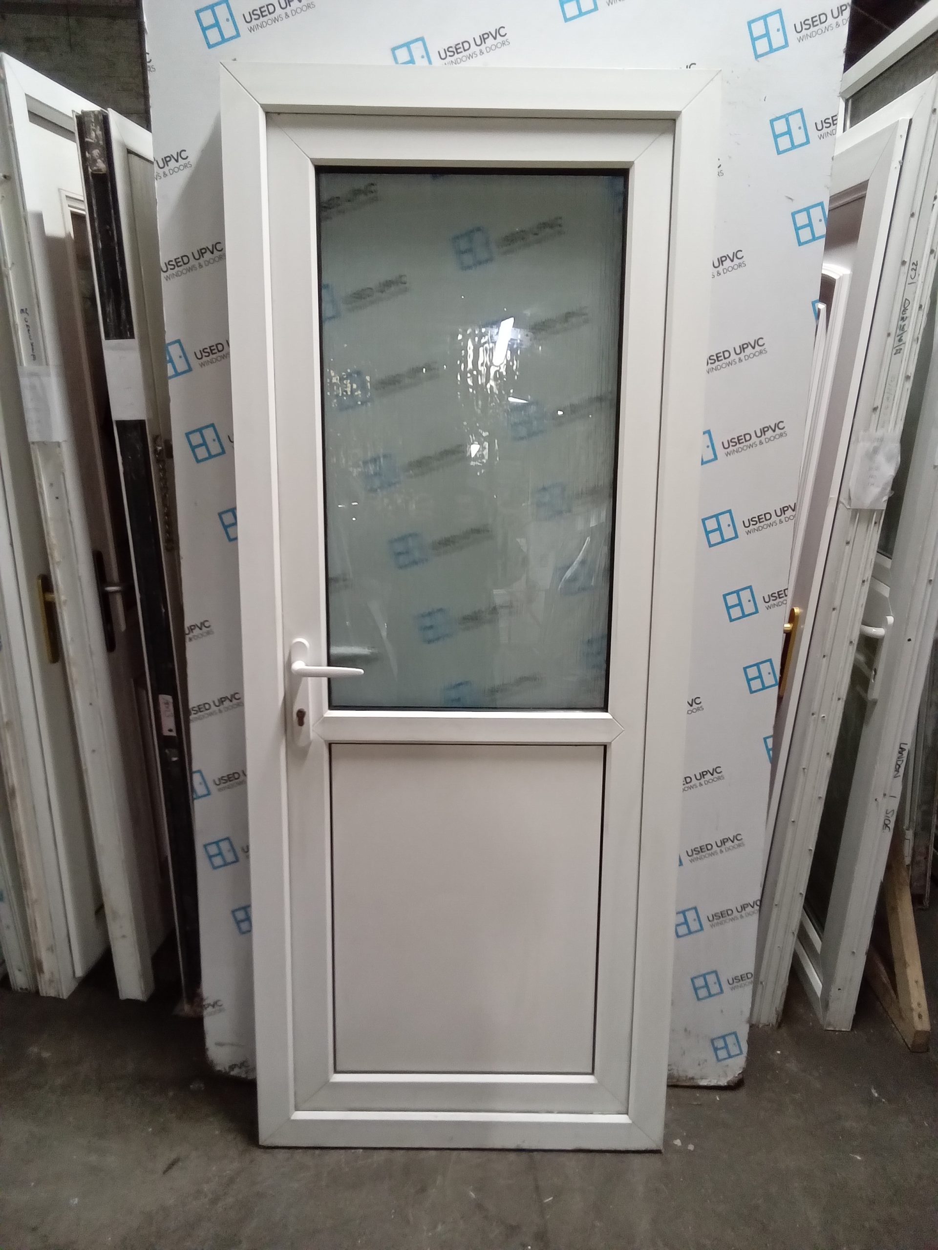 Used White Upvc Back Door 840mm x 2055mm 0373 | Used UPVC Windows & Doors