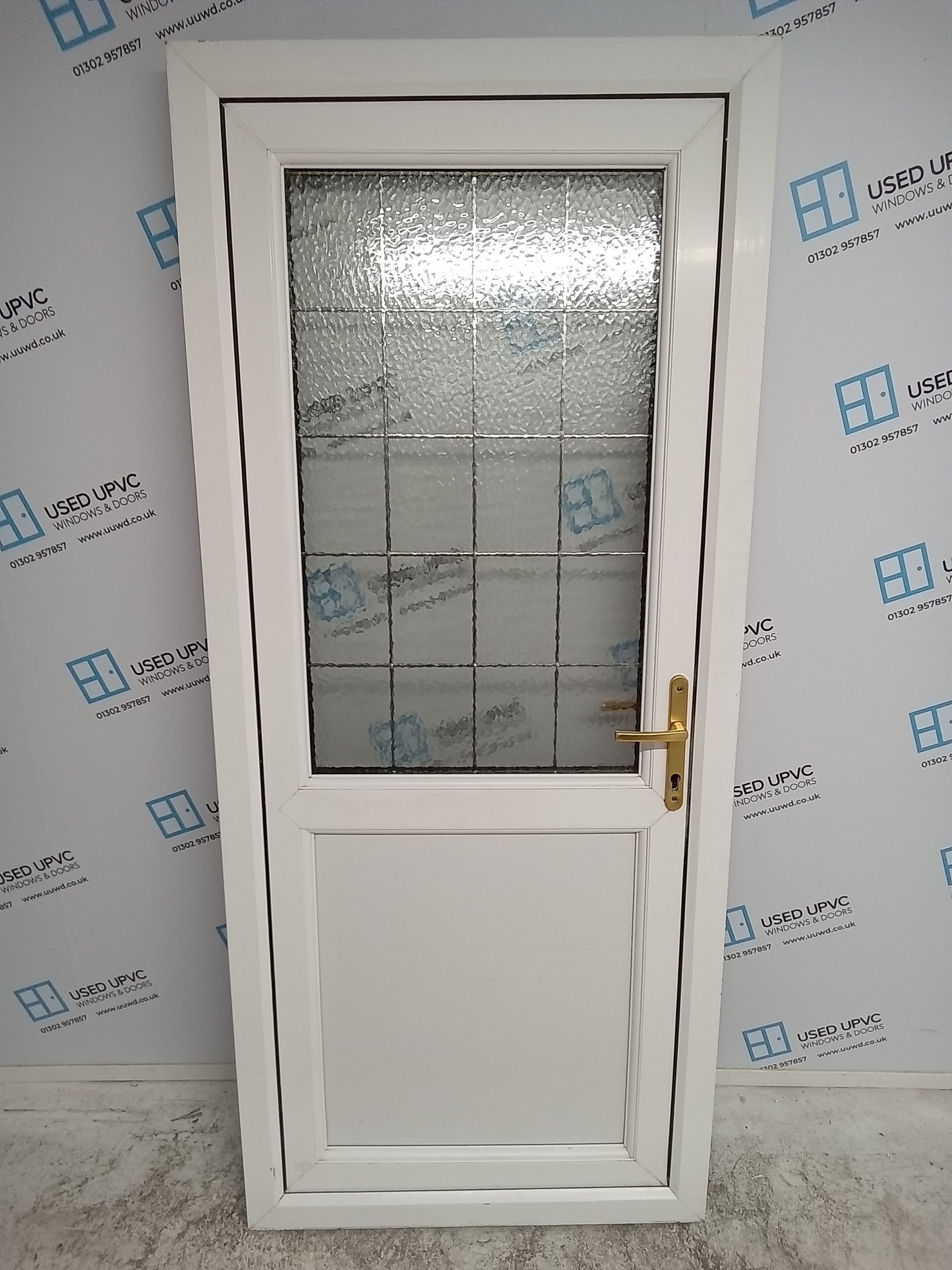 Used Woodgrain Upvc Back Door 890mm x 2055mm (outwards opening) 0541 ...
