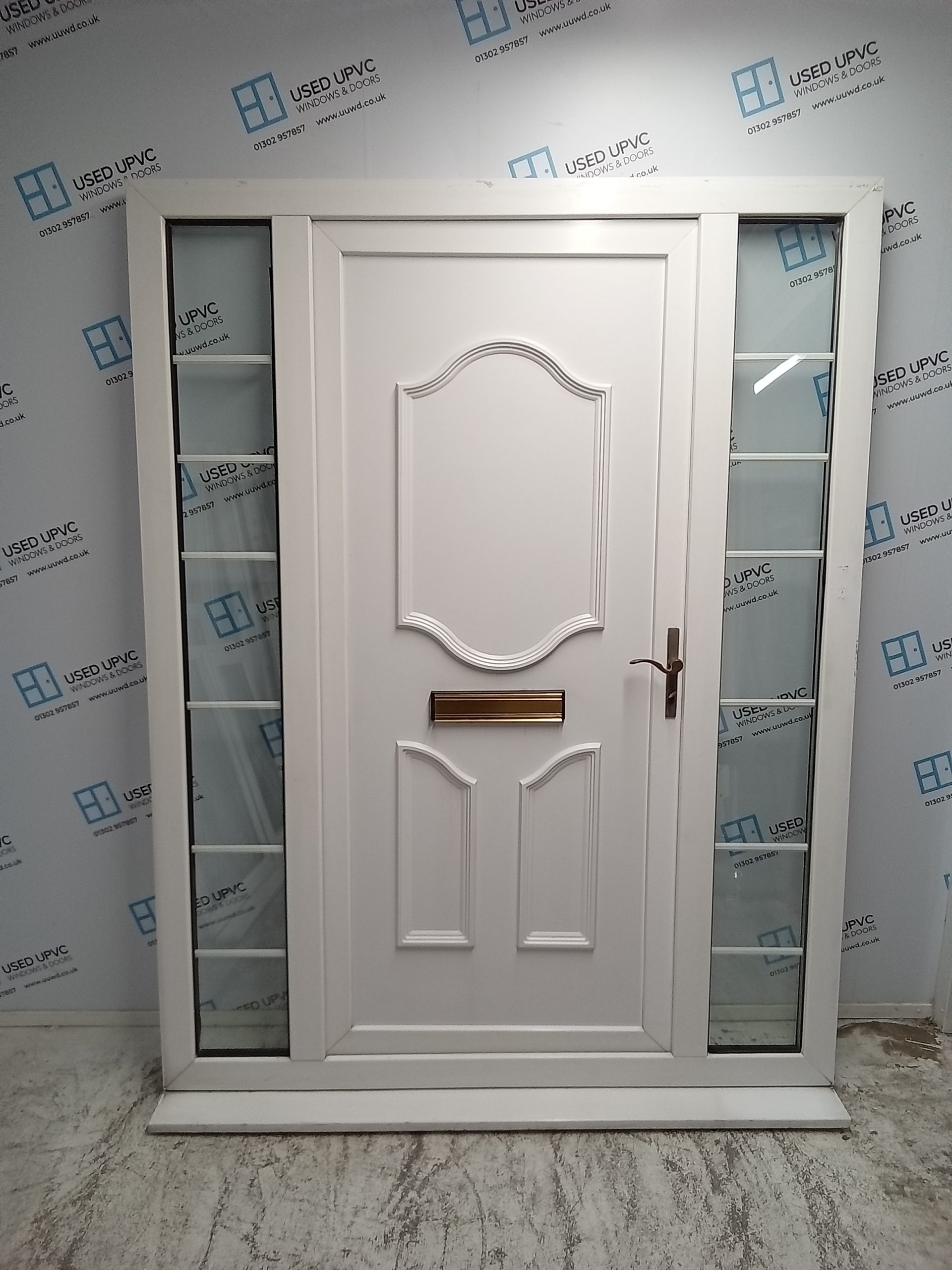 Used White Upvc Front Door And Side Panel 1575mm x 2070mm DS028 | Used UPVC Windows & Doors