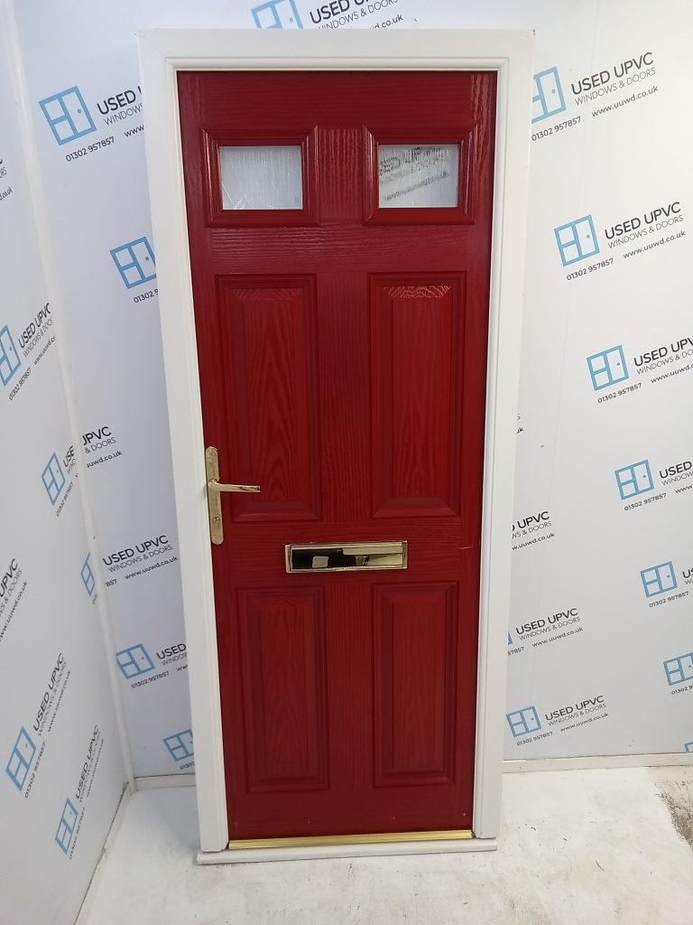 Used red Composite Front door 820mm x 2025 0409 | Used UPVC Windows & Doors