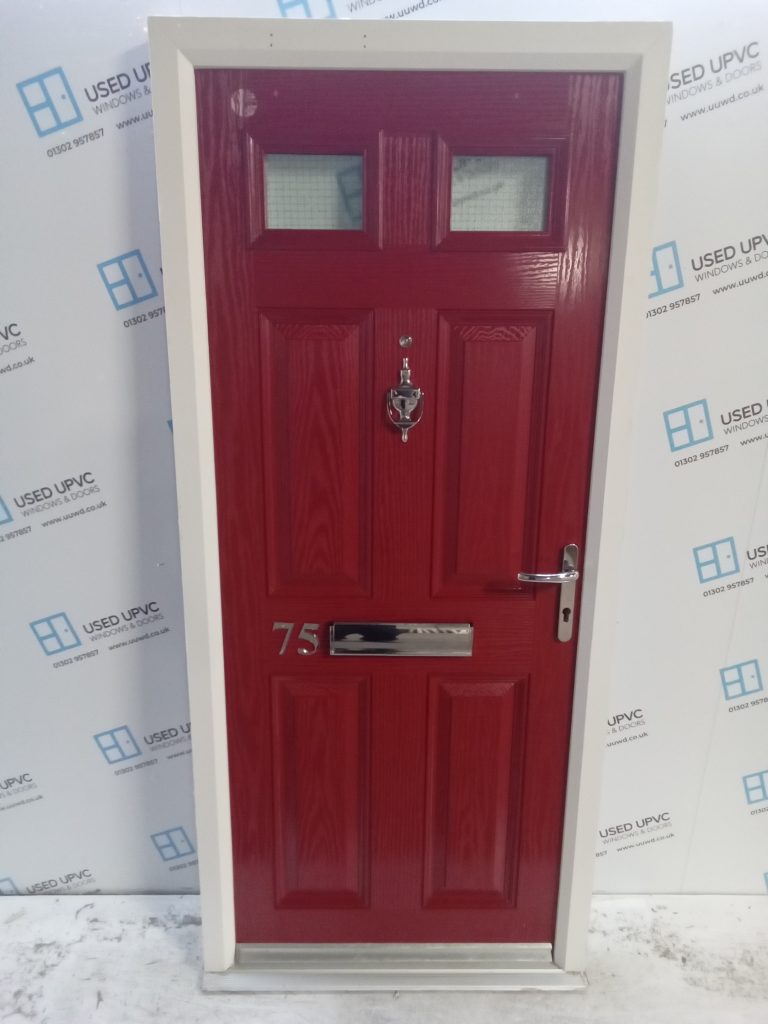 Used Red Composite Front Door 900mm x 2000mm C1047 | Used UPVC Windows ...