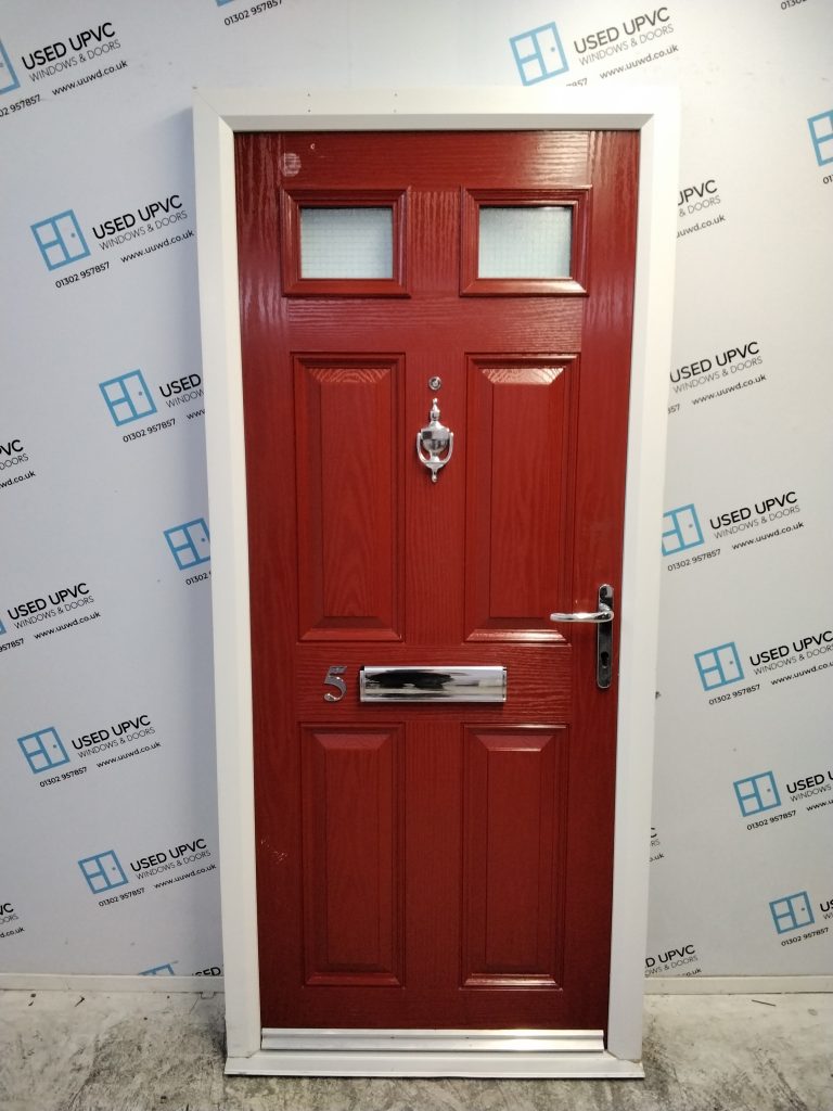 Used Red Composite Front Door 905mm x 2000mm C8D47 | Used UPVC Windows ...