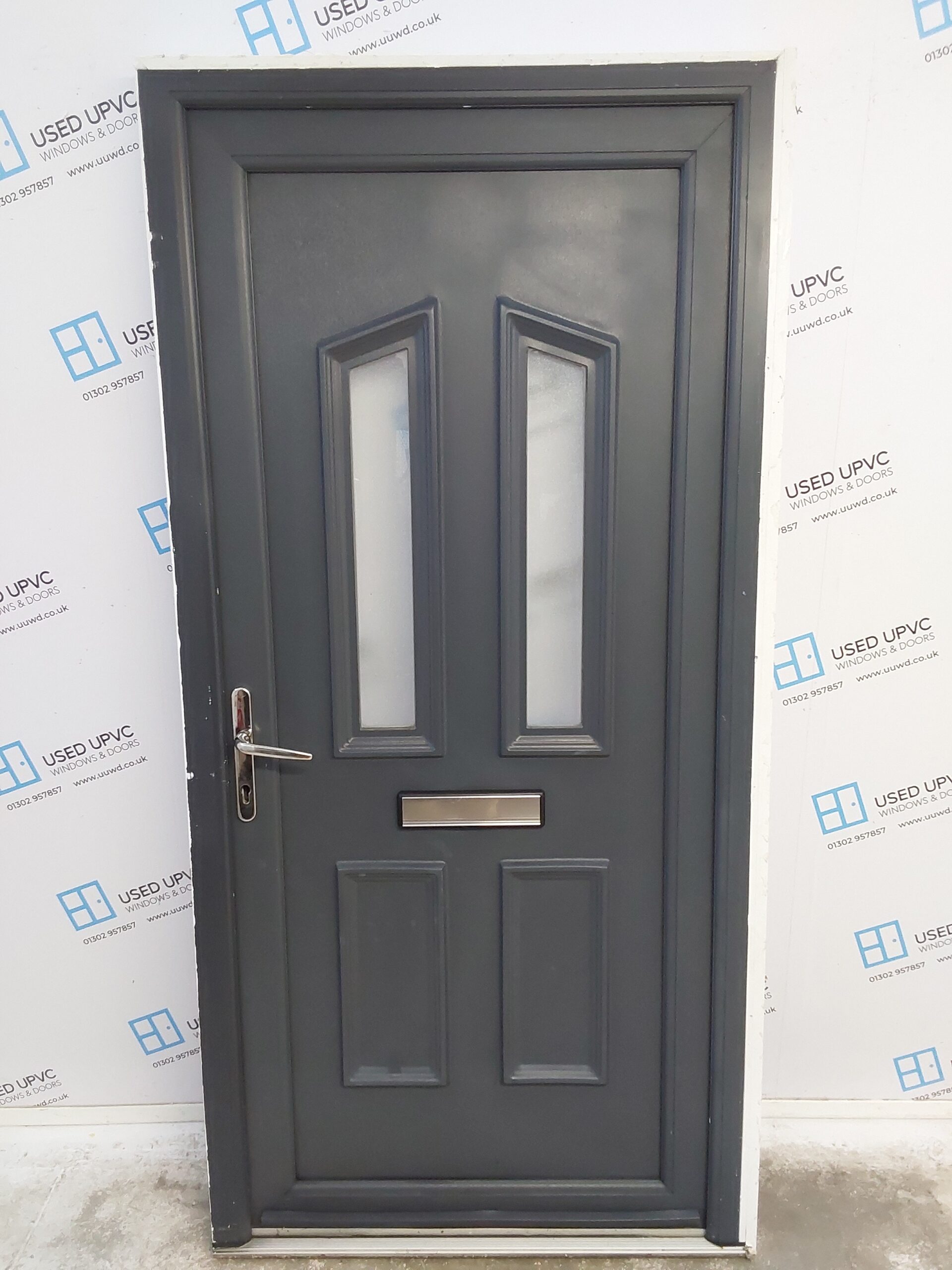 Used Anthracite Grey Upvc Front Door 1010mm x 2075mm (reduce to 990mm ...