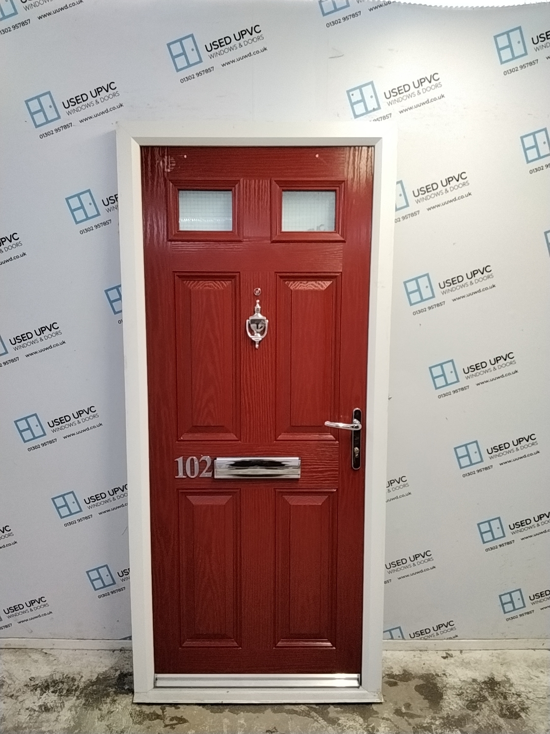 Used Red Composite Front Door 900mm x 2000mm 0410 | Used UPVC Windows ...