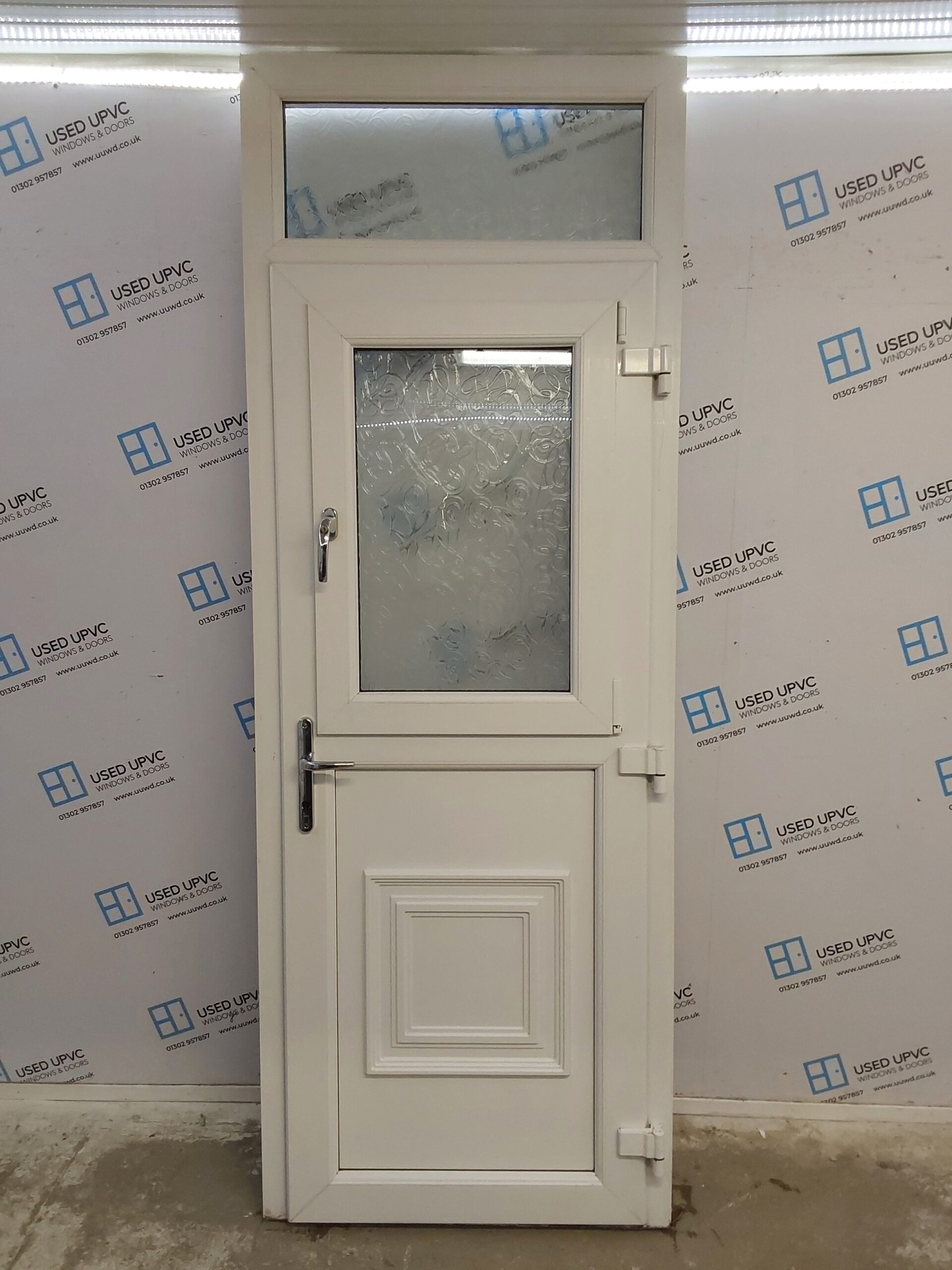 Used White Upvc Stable Back Door And Toplight 880mm x 2415mm 0622 ...