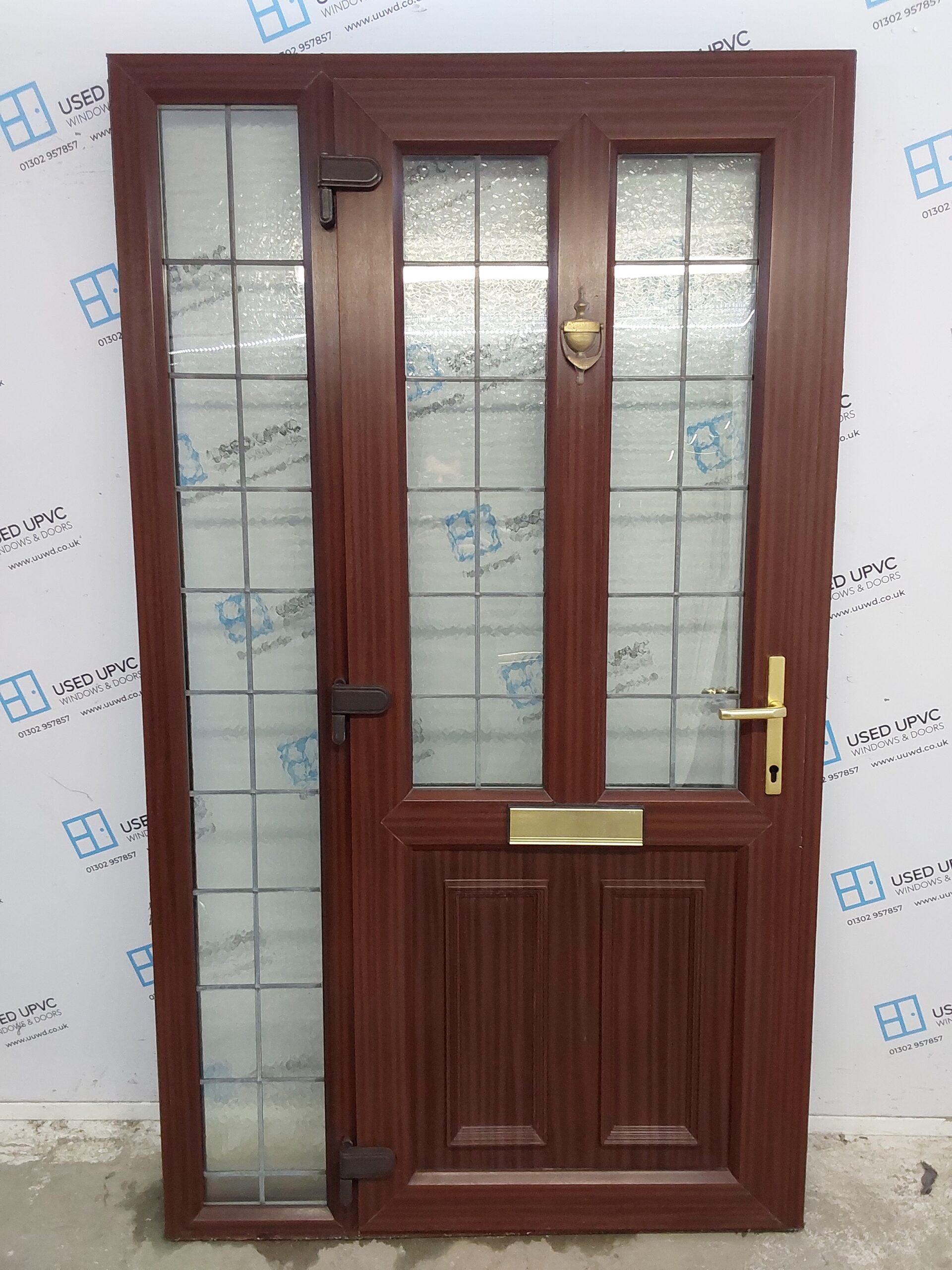 Used Woodgrain Upvc Front Door And Side Panel (Outwards Opening) 1260mm ...