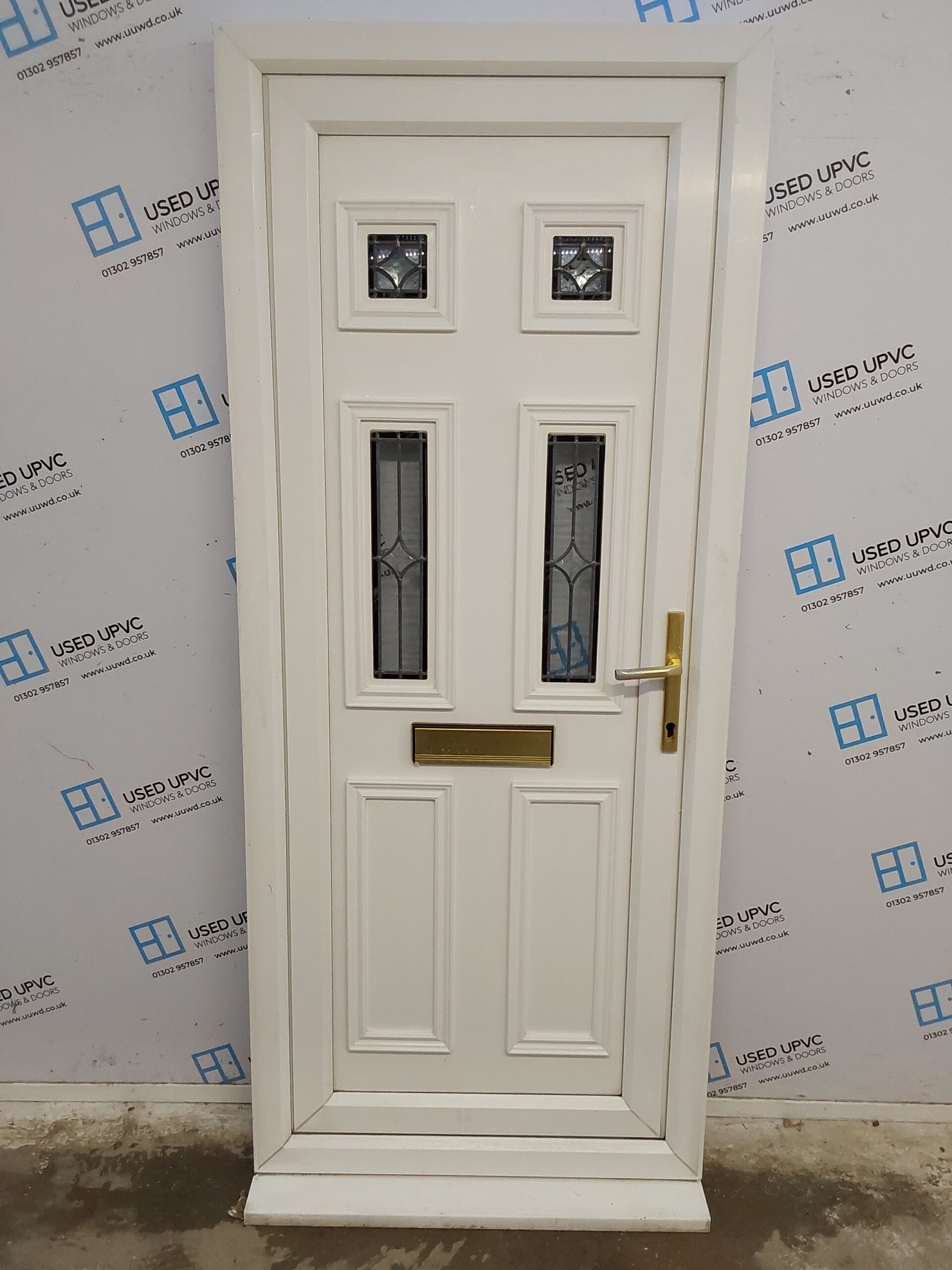 Used White Upvc Front Door 880mm x 2100mm 0558 | Used UPVC Windows & Doors