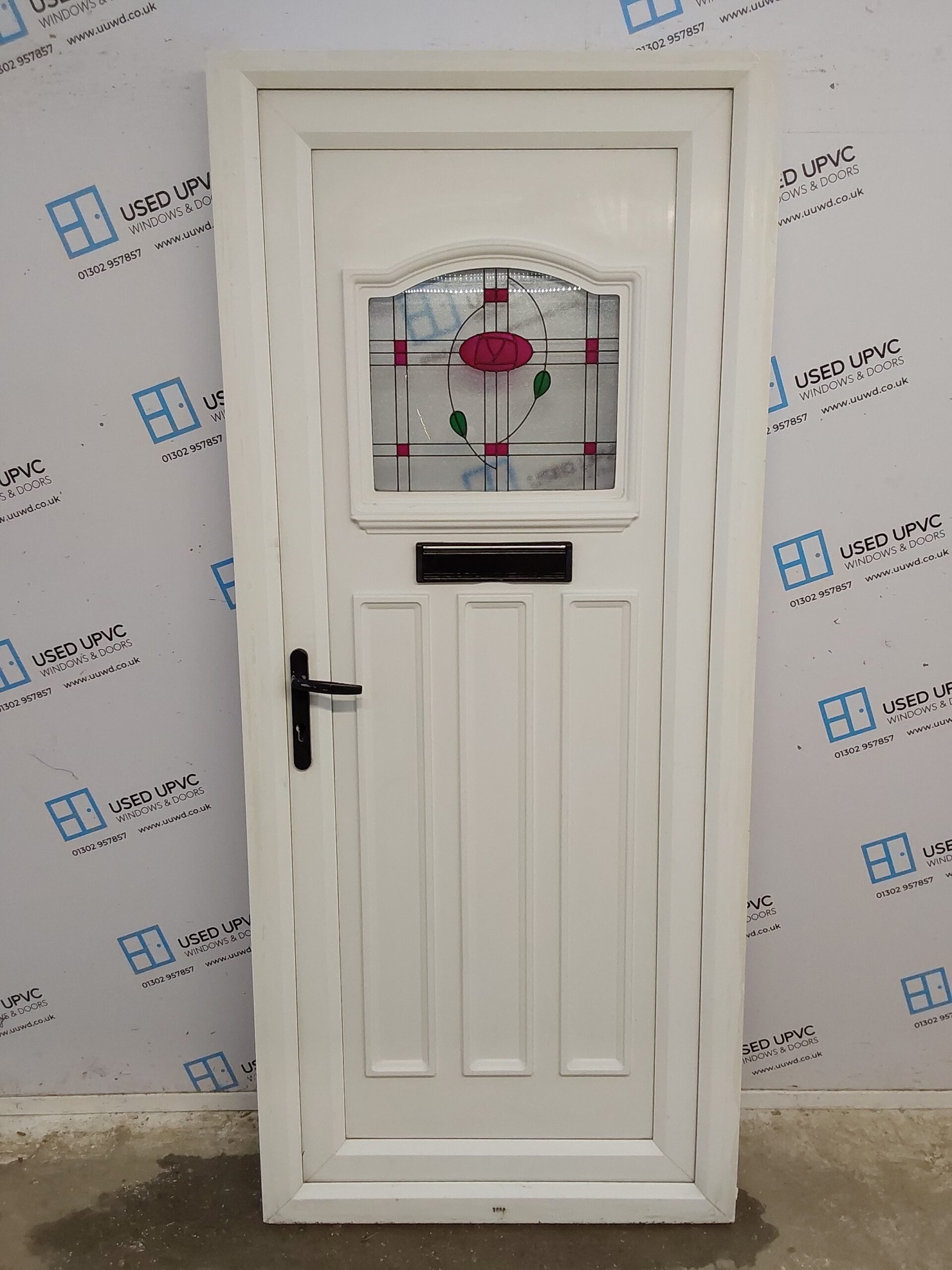 Used White Upvc Front Door 895mm x 2055mm 0278 | Used UPVC Windows & Doors
