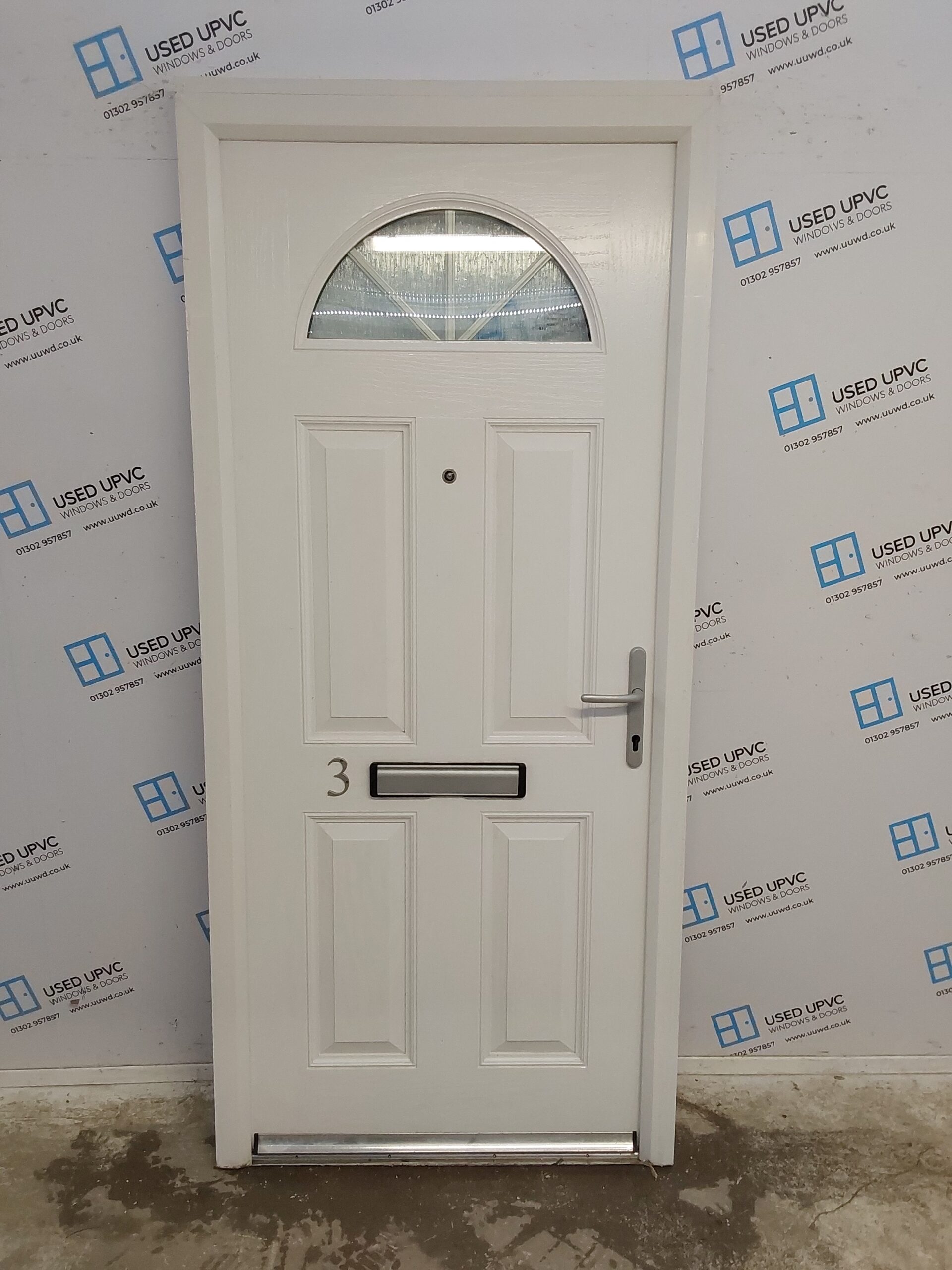 Used White Composite Front Door 940mm x 2085mm (Reduce To 2060mm) 0247 ...