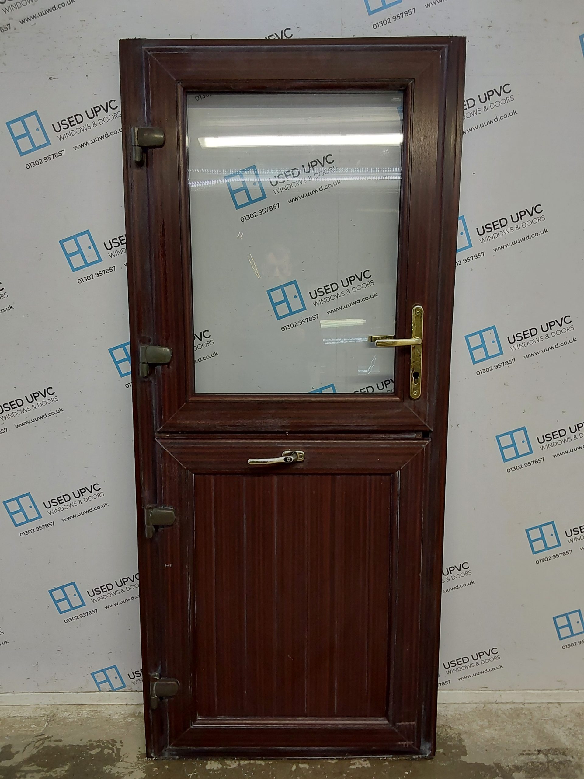 Used Woodgrain Upvc Barn Back Door 875mm x 2020mm (reduce to 855mm ...