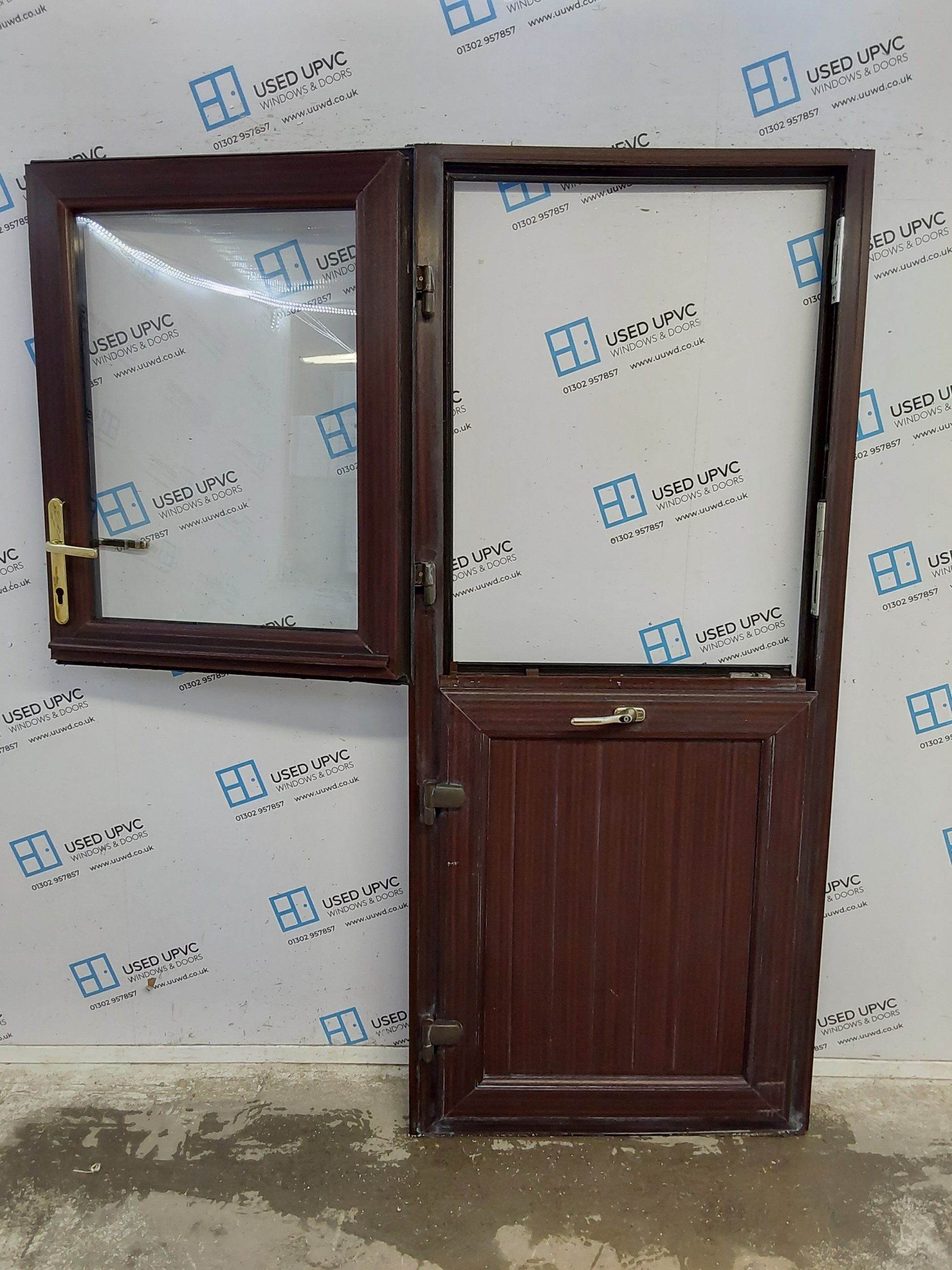 Used Woodgrain Upvc Barn Back Door 875mm x 2020mm (reduce to 855mm ...
