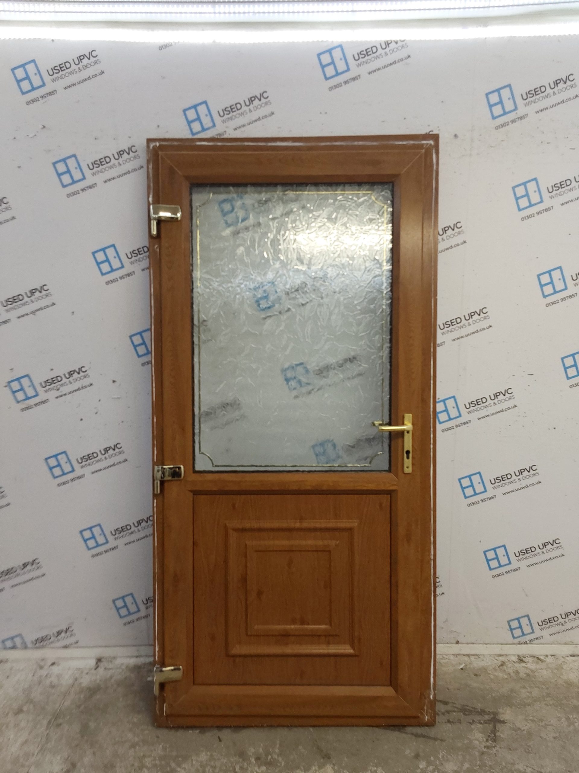 Used Oak Upvc Back Door 1000mm x 2060mm 0656 | Used UPVC Windows & Doors